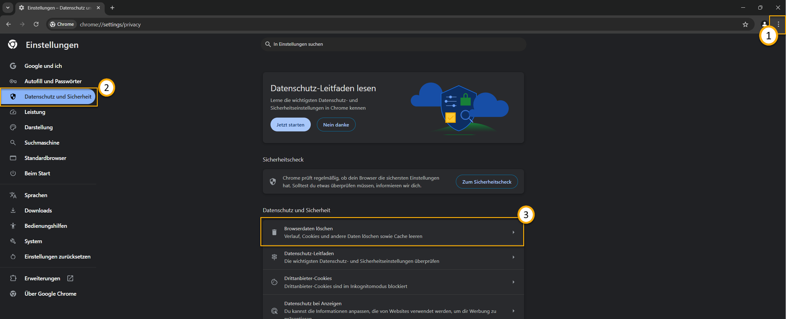 Wie kann ich den Cache / die Cookies in Google Chrome leeren/löschen, falls Probleme auftreten ...